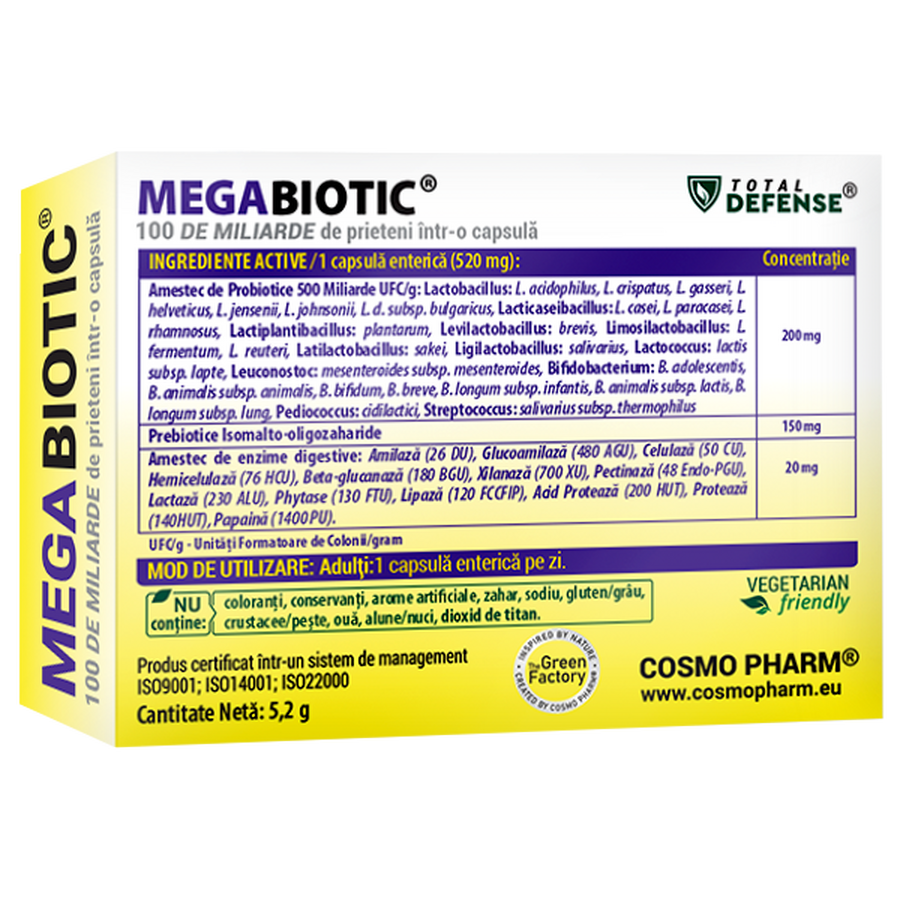 Megabiotic, 10 capsule enterosolubile, Cosmopharm : Farmacia Tei online