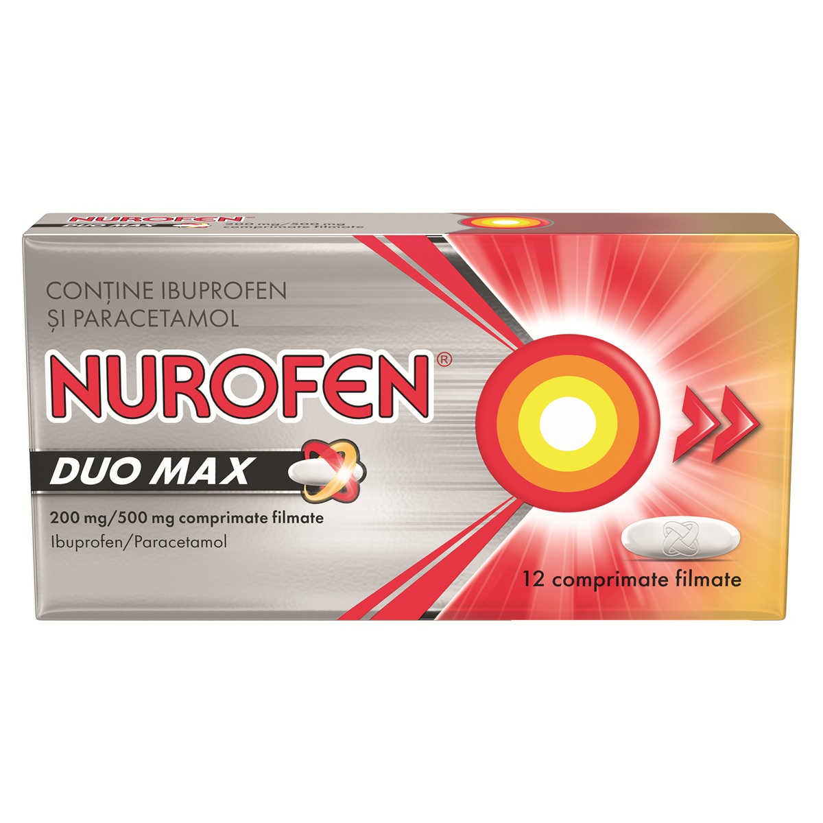 Nurofen Duo Max, 200mg/500mg, 12 comprimate filmate, Reckit : Farmacia ...