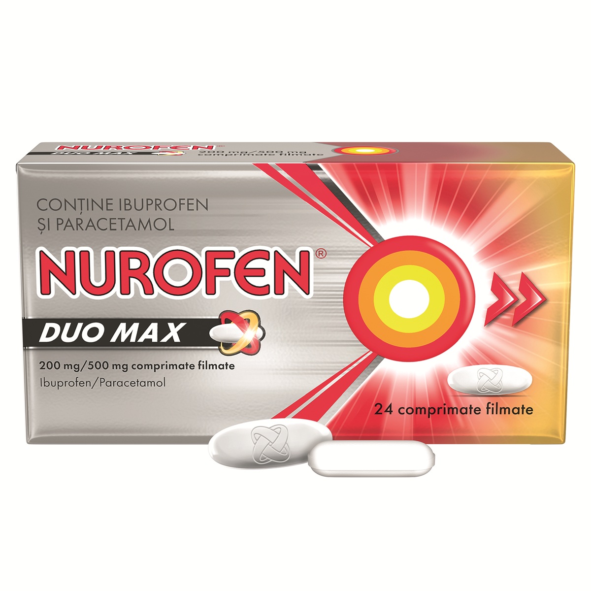 Nurofen Duo Max, 200mg/500mg, 24 comprimate filmate, Reckit : Farmacia ...