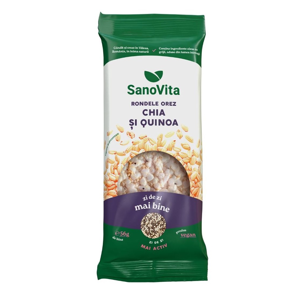 Rondele din orez cu seminte de Chia si Quinoa, 56 g, Sanovi : Farmacia ...