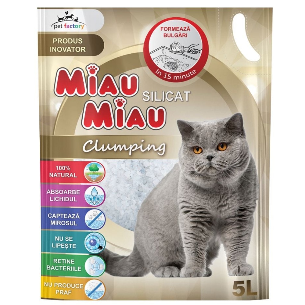 Silicat pentru pisici, 3.8 L, Miau Miau : Farmacia Tei online