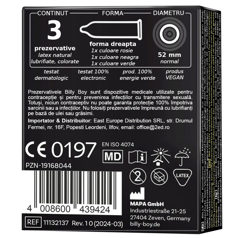 Prezervative Fun Mix, 3 bucati, Billy Boy : Farmacia Tei online