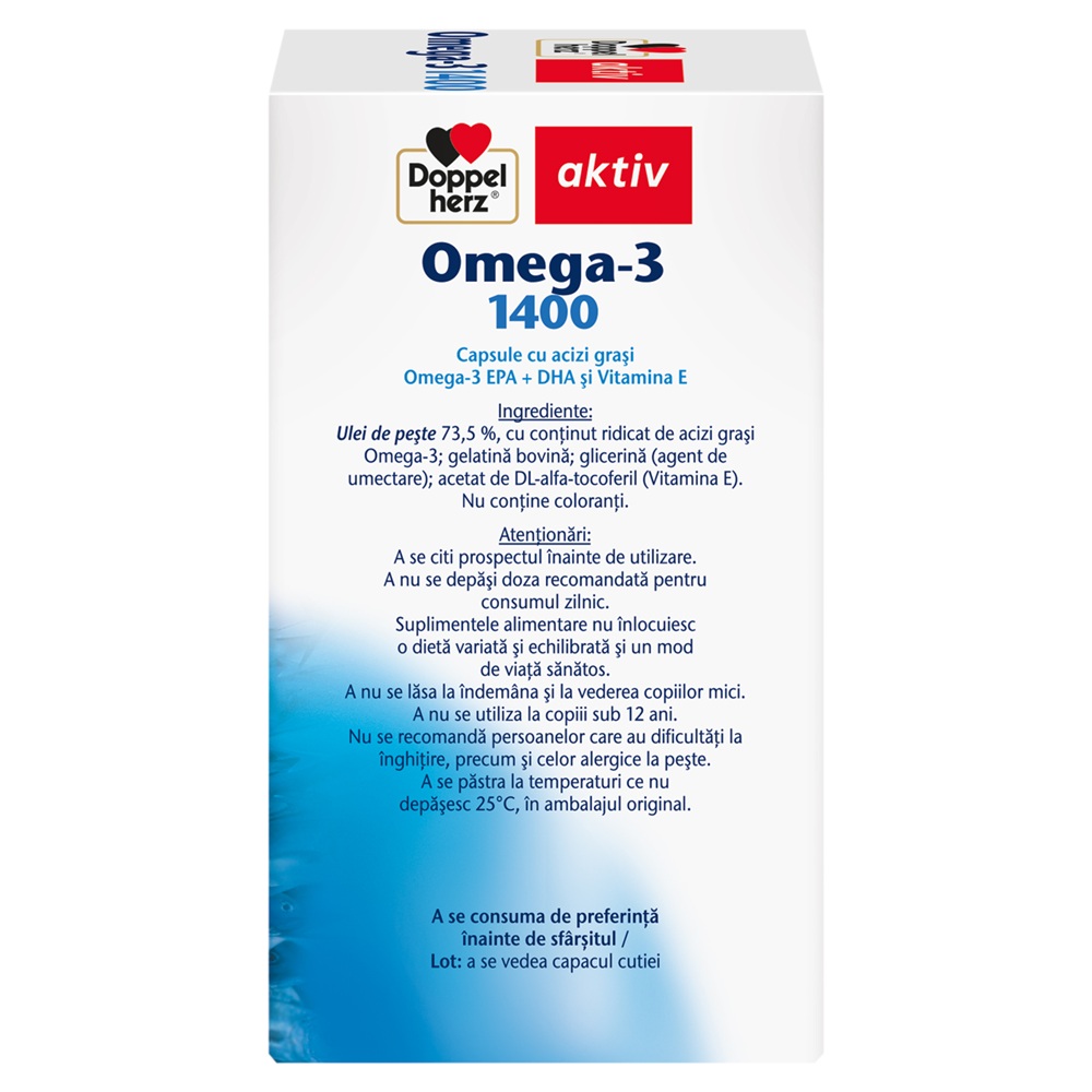 Omega 3, 1400 mg, 60 capsule, Doppelherz : Farmacia Tei online