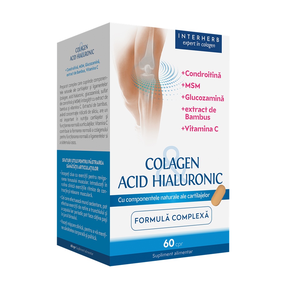 Colagen cu Acid Hialuronic, 30 capsule, Interherb : Farmacia Tei online