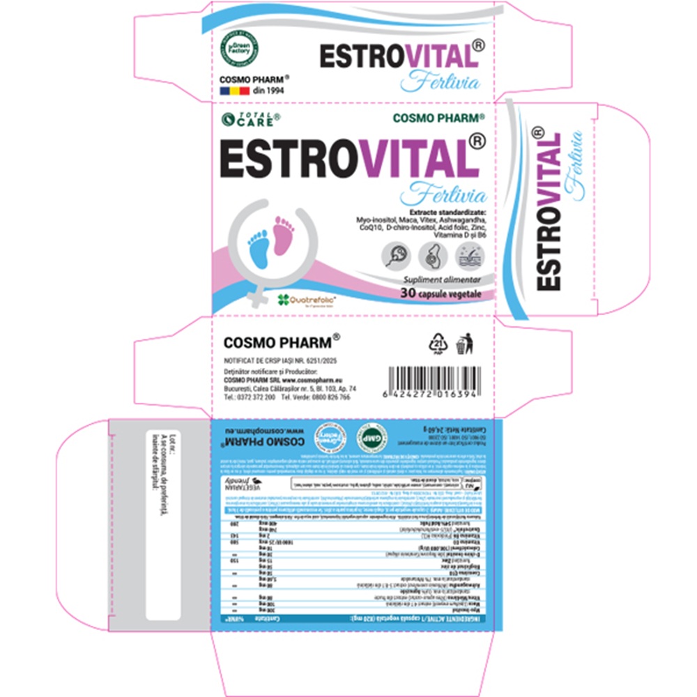 Estrovital Fertivia, 30 capsule, Cosmo Pharm : Farmacia Tei online