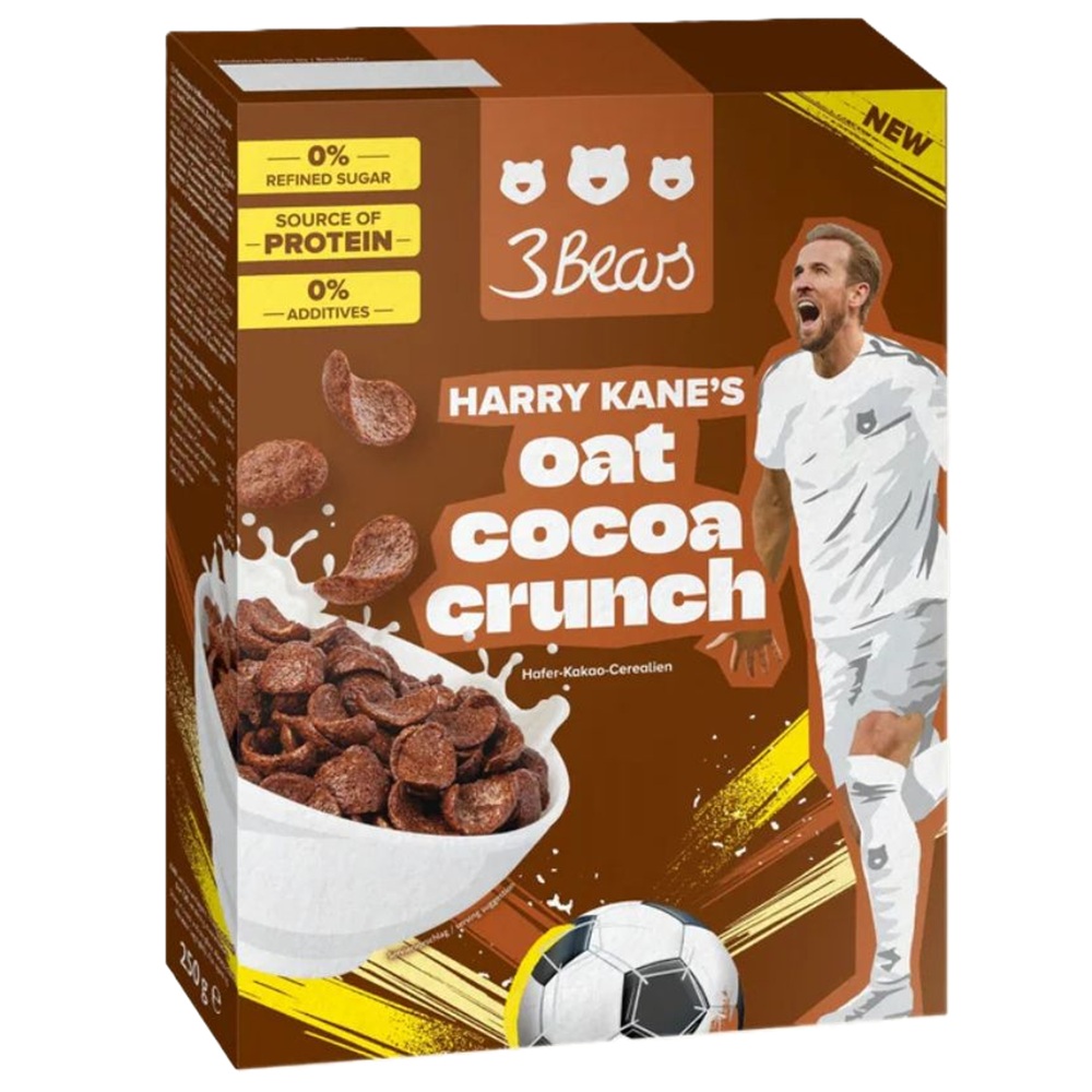 Fulgi de ovaz cu cacao Harry Kane, 250 g, 3Bears : Farmacia Tei online