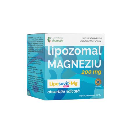 Magneziu Lipozomal, 200 mg, 15 plicuri, Remedia : Farmacia Tei online