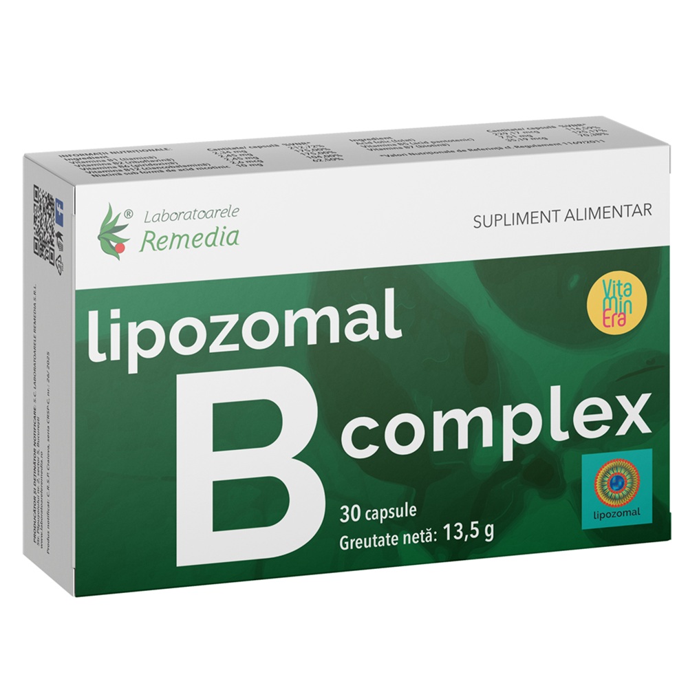 B-complex Lipozomal, 30 capsule, Remedia : Farmacia Tei online