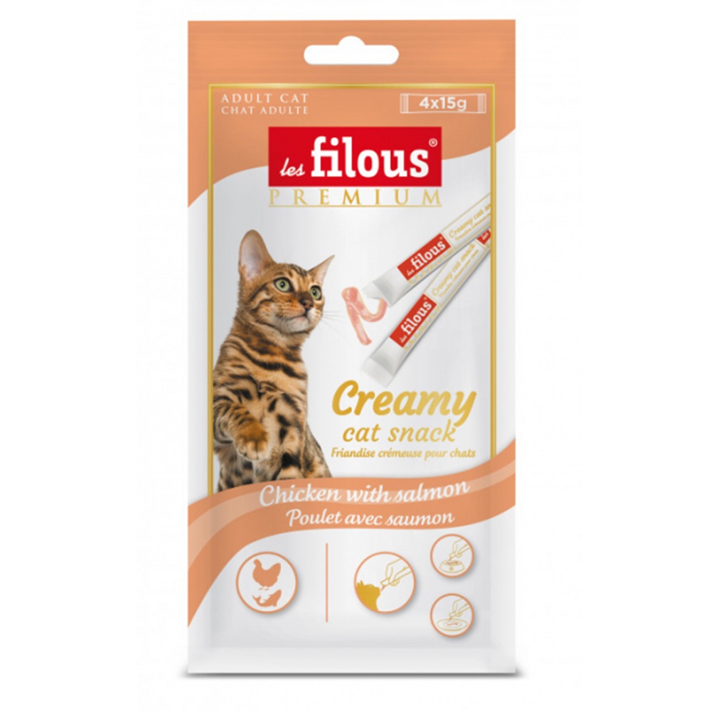 Recompense cu pui si somon pentru pisici Creamy, 4x15 g, Le : Farmacia ...