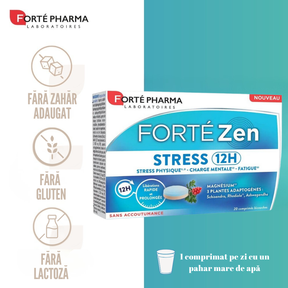 Forte Zen Stress 12h, 20 comprimate cu eliberare rapida si : Farmacia ...