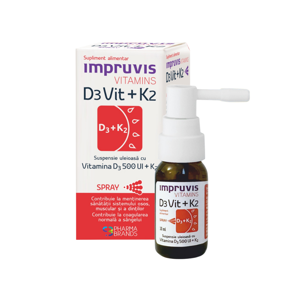 Spray suspensie uleioasa cu VItamina D3+K2 Impruvis D3Vit, : Farmacia Tei online