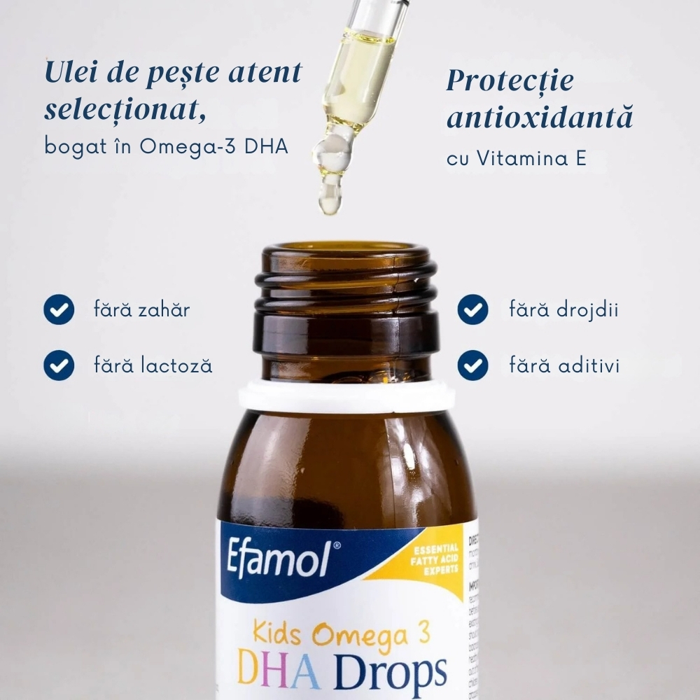 Picaturi cu Omega 3 DHA pentru copii, 60 ml, Efamol : Farmacia Tei online