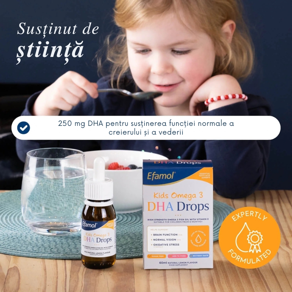 Picaturi cu Omega 3 DHA pentru copii, 60 ml, Efamol : Farmacia Tei online