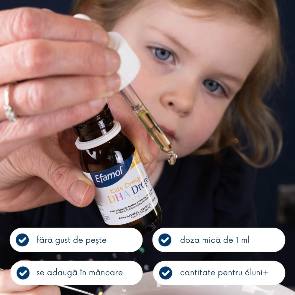 Picaturi cu Omega 3 DHA pentru copii, 60 ml, Efamol : Farmacia Tei online