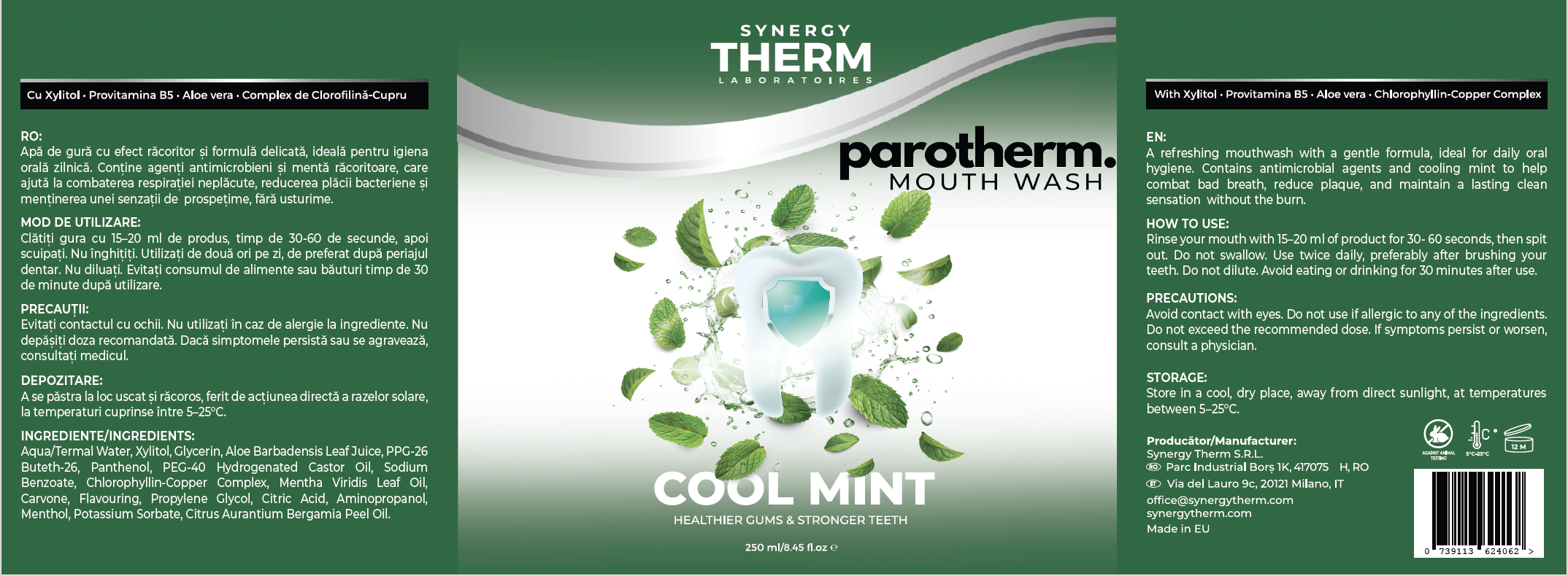 Apa de gura Parotherm, 250 ml, Synergy Therm : Farmacia Tei online