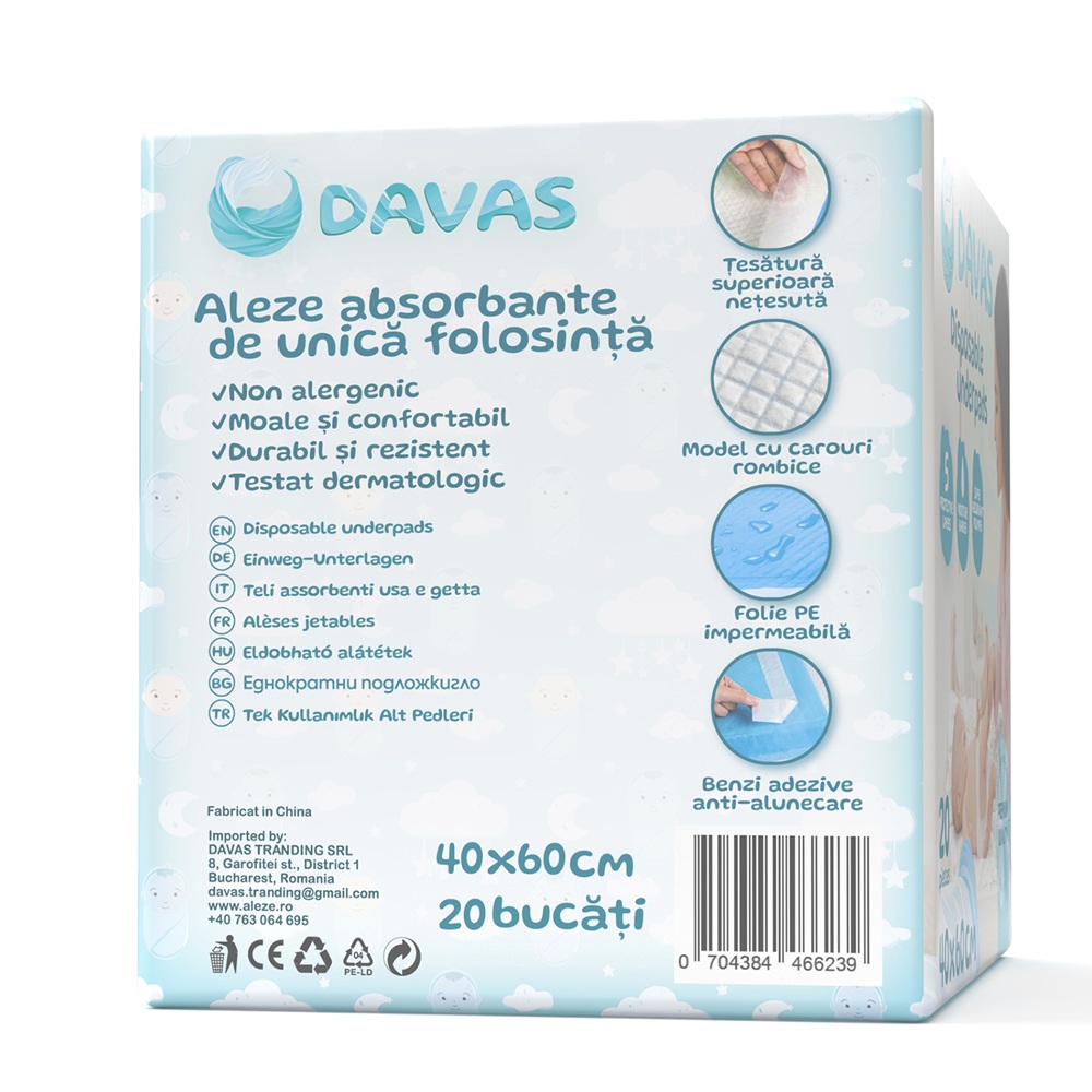 Aleze absorbante, 40x60 cm, 20 bucati, Davas : Farmacia Tei online