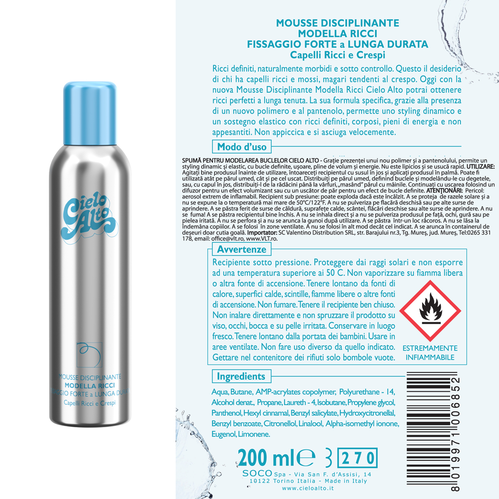 Spuma de par pentru modelarea buclelor, 200 ml, Cielo Alto : Farmacia ...