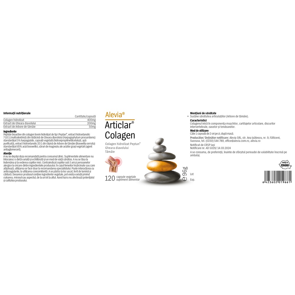 Articlar Colagen, 120 capsule, Alevia : Farmacia Tei online