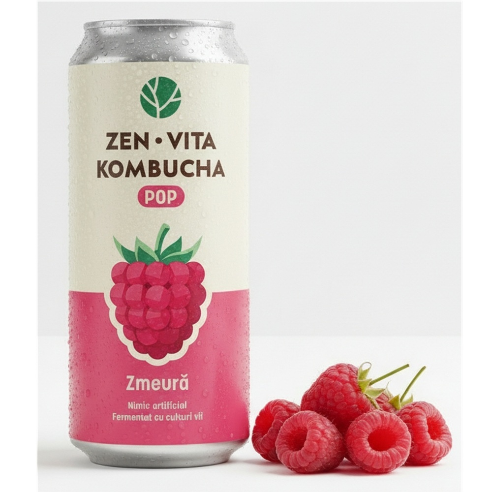 Bautura fermentata din ceai cu zmeura Kombucha Pop, 330 ml, : Farmacia ...
