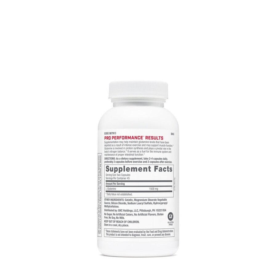 L-Glutamina Pro Performance, 90 capsule, GNC : Farmacia Tei online
