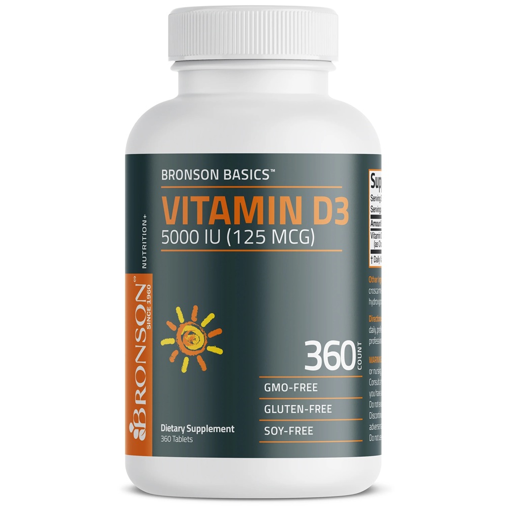 Vitamina D3 5000 UI, 125 mcg, 360 tablete, Bronson Laborato : Farmacia ...