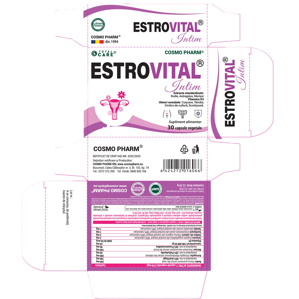 Estrovital Intim, 30 capsule, Cosmo Pharm : Farmacia Tei online