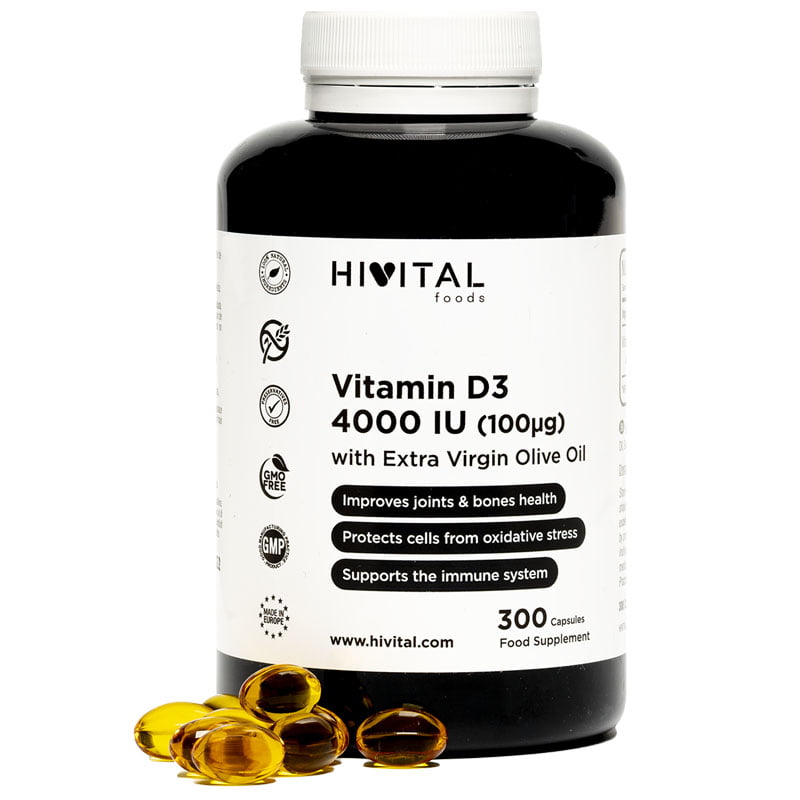 Vitamina D3, 4000 UI, 300 capsule, Hivital : Farmacia Tei online
