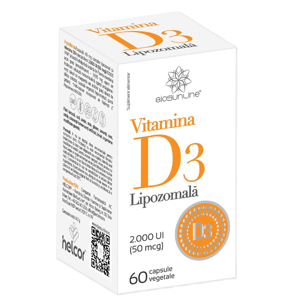 Vitamina D3 Lipozomala, 2000 UI, 60 capsule vegetale, BioSu : Farmacia ...