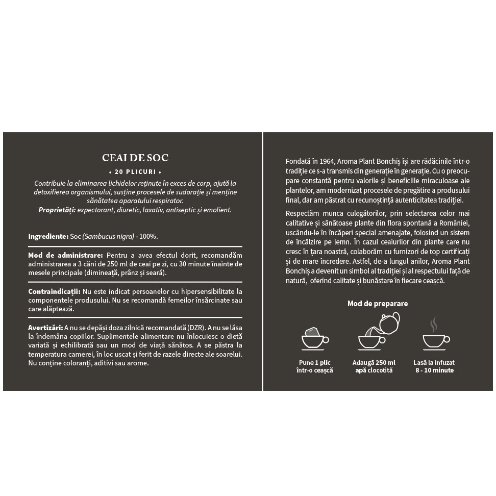 Ceai de soc, 20 plicuri, Aroma Plant : Farmacia Tei online