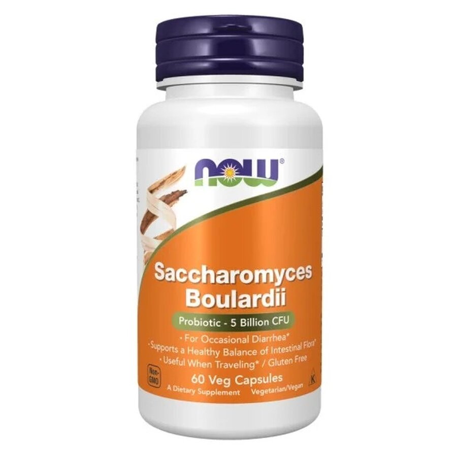 Probiotic Saccharomyces Boulardii, 60 capsule vegetale, Now : Farmacia ...