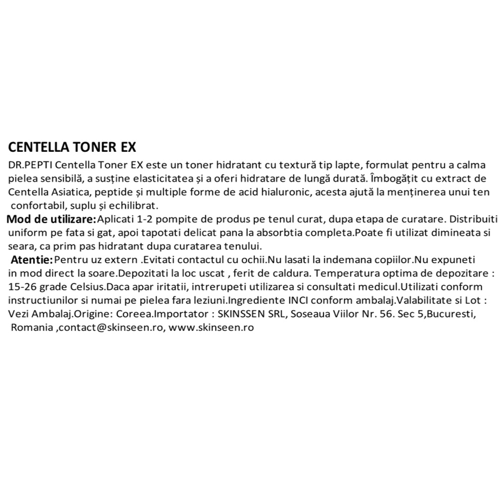 Toner hidratant cu centella asiatica, peptide si acid hialu : Farmacia ...