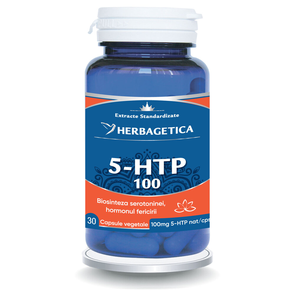 5-HTP 100, 30 capsule, Herbagetica : Farmacia Tei online