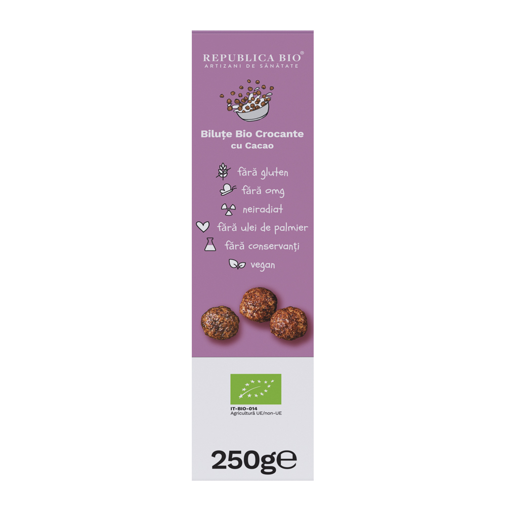 Bilute bio crocante cu cacao, 250 g, Republica BIO : Farmacia Tei online