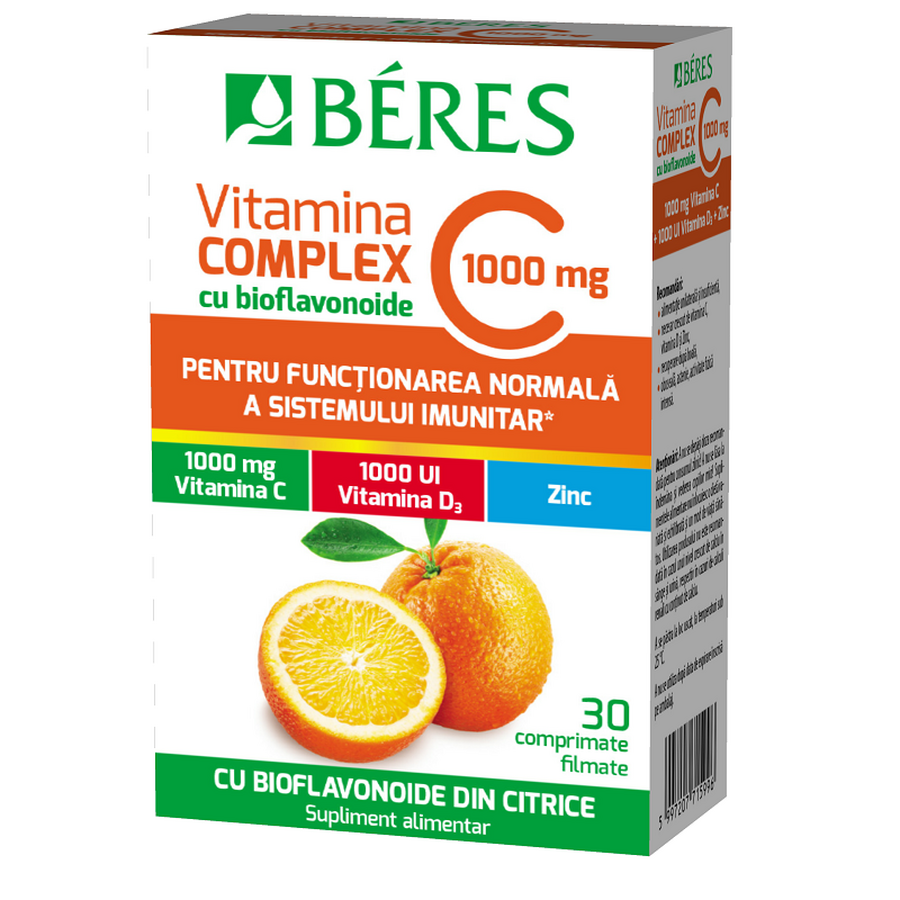 Vitamina C Complex cu bioflavonoide, 30 comprimate filmate, : Farmacia ...