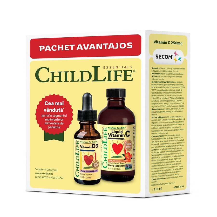 Kit de imunitate pentru copii Vitamina C ChildLife, 118.5 m : Farmacia ...