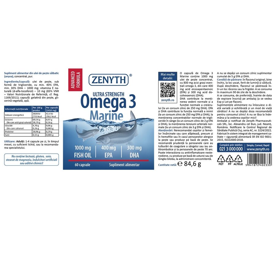 Omega 3 Marin, 60 capsule, Zenyth : Farmacia Tei online
