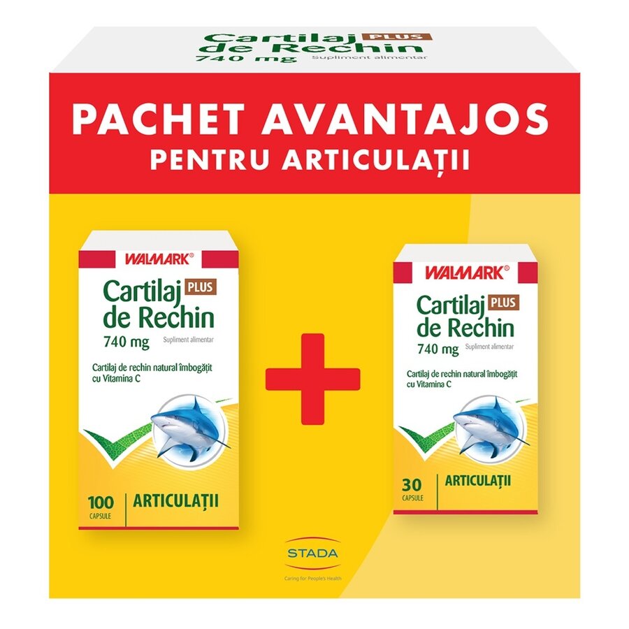 Pachet Cartilaj de Rechin Plus, 740 mg, 100 + 30 capsule, W : Farmacia ...