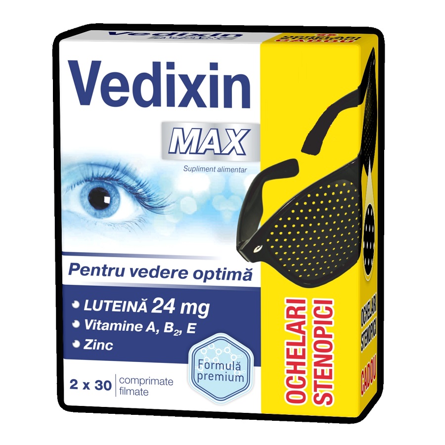 Pachet Vedixin MAX, 30 comprimate + 30 comprimate + Ochelar : Farmacia ...