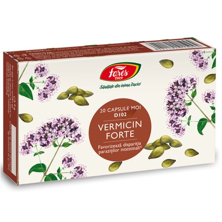 Vermicin Forte, 20 capsule moi, Fares : Farmacia Tei online