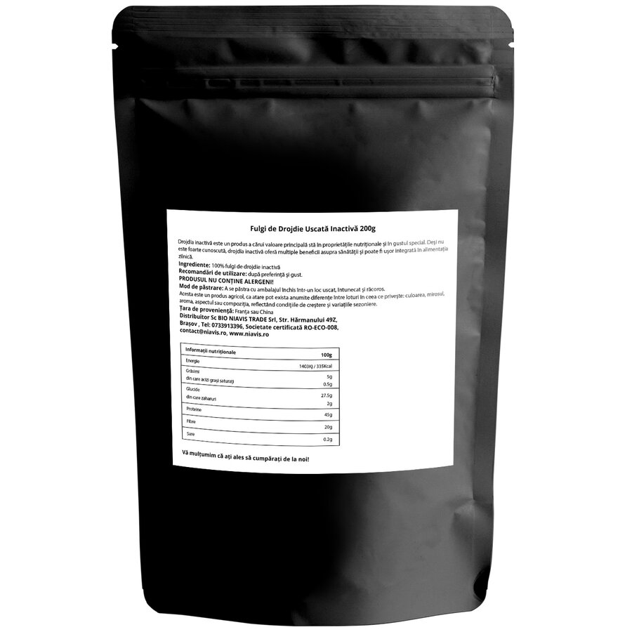 Fulgi de Drojdie Uscata Inactiva, 200 g, Niavis : Farmacia Tei online
