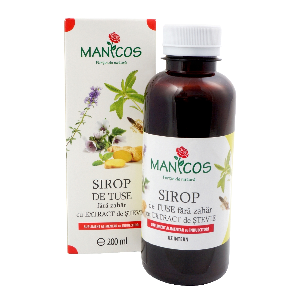 Sirop de tuse fara zahar cu extract de stevie, 200 ml, Mani : Farmacia ...