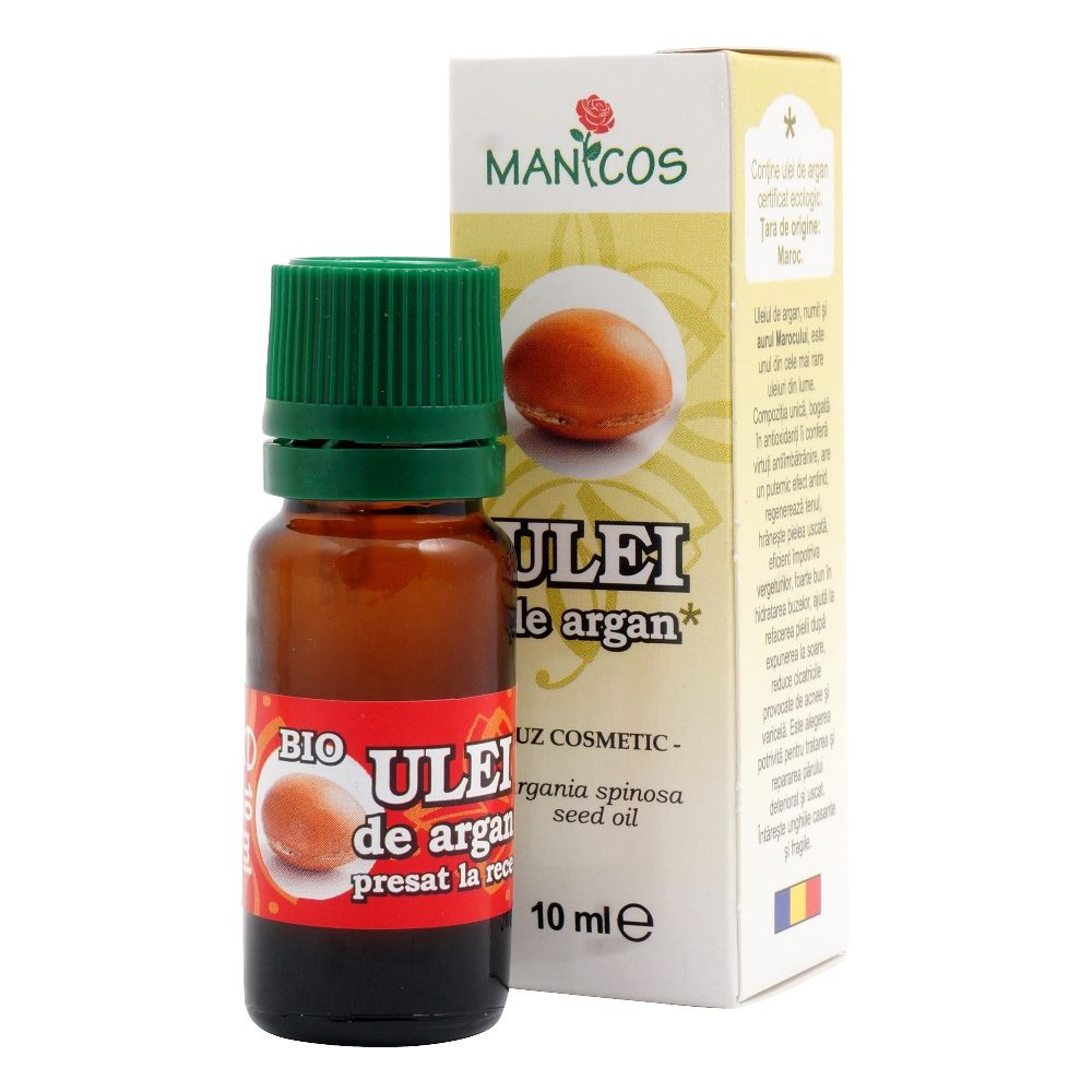 Ulei de argan bio presat la rece, 10 ml, Manicos : Farmacia Tei online