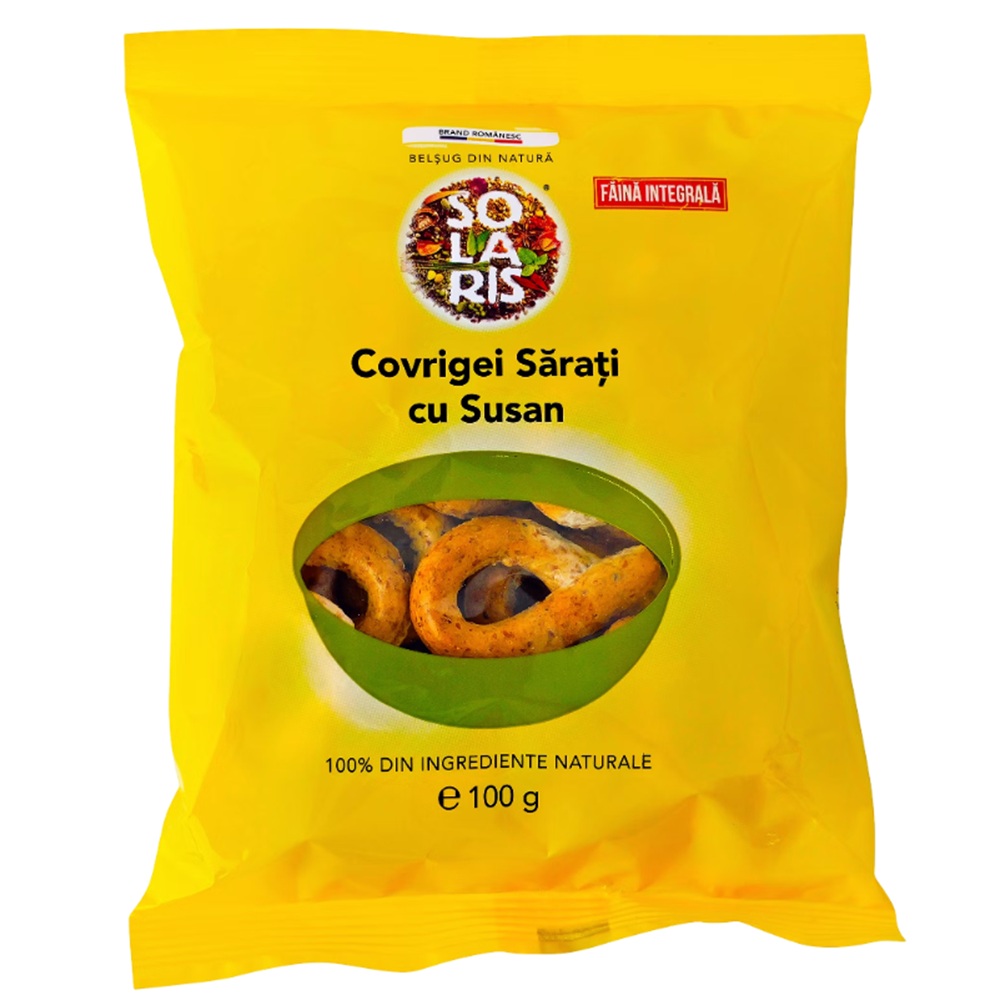 Covrigei sarati cu susan, 100 g, Solaris : Farmacia Tei online