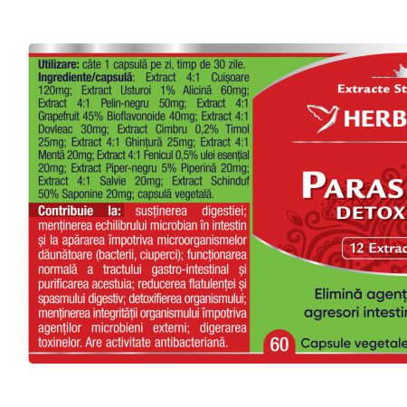 Parasites 12 Detox Forte, 60 capsule, Herbagetica : Farmacia Tei online