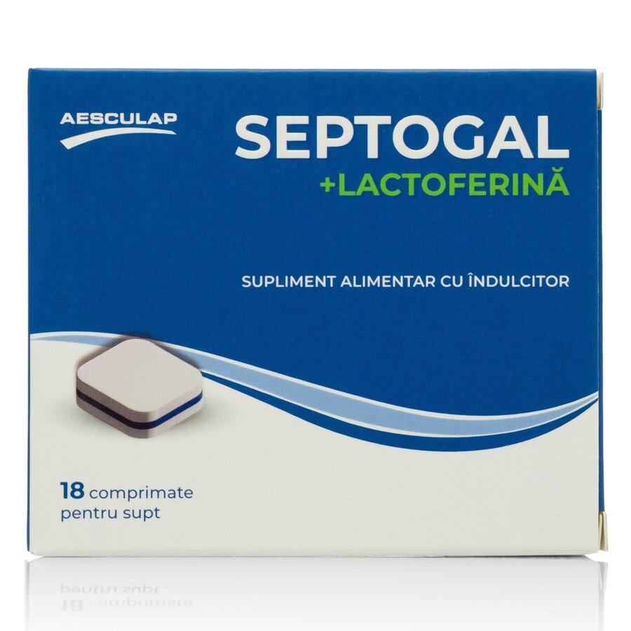 Septogal + Lactoferina, 18 comprimate pentru supt, Aesculap : Farmacia ...