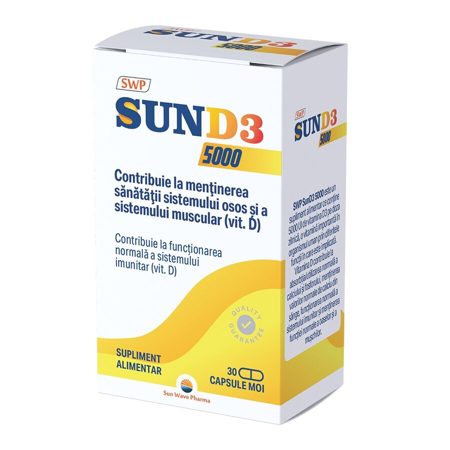 Sun D3, 5000 UI, 30 capsule, Sun Wave Pharma : Farmacia Tei online