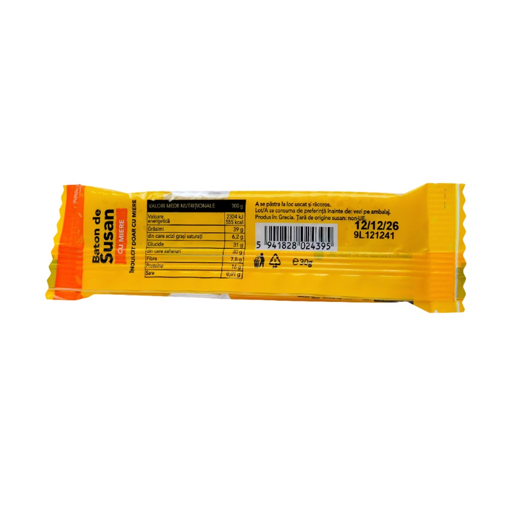 Baton de susan cu miere, 30 g, Solaris : Farmacia Tei online