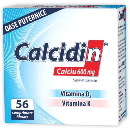 Calcidin, Calciu 600mg, 56 comprimate, Zdrovit : Farmacia Tei online