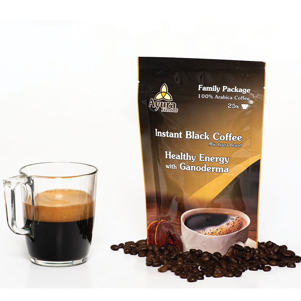 Cafea neagra cu ganoderma Instant Coffee Mix Family, 100 g, : Farmacia ...